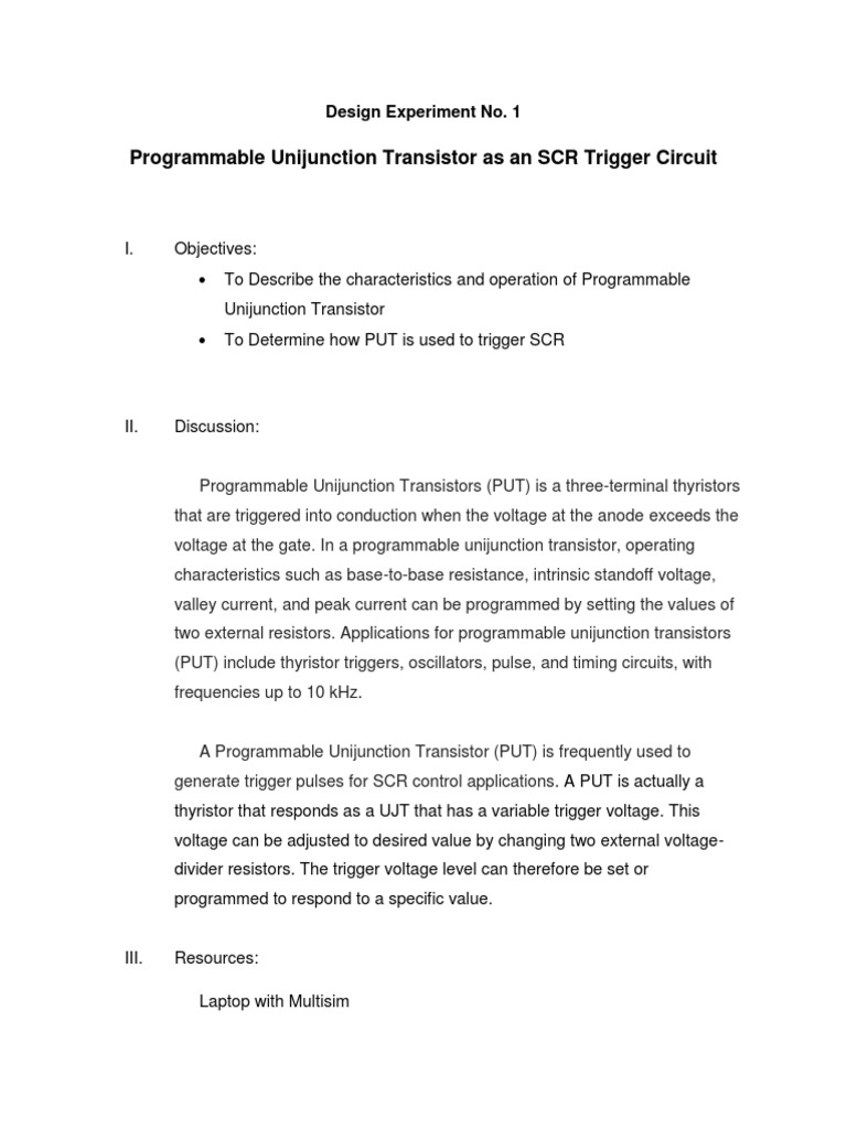 Put As An SCR Triggering CKT | PDF | Electrical Engineering ...
