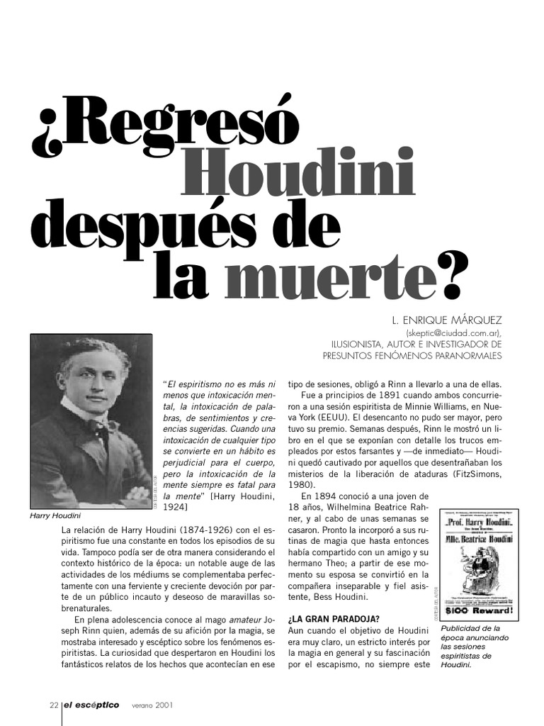 Houdini PDF | PDF | Harry Houdini | Espiritismo