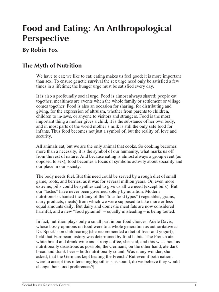 Anthropology of Food and Eating | PDF | Dieting | Restaurants