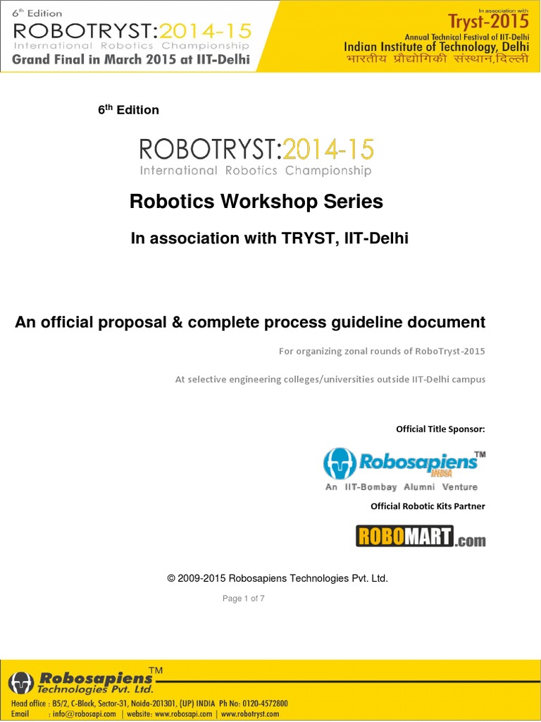 Robotryst Proposal Robotics | PDF | Science | Technology (General)