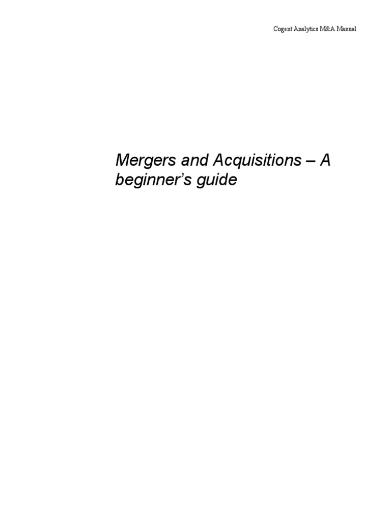 Mergers and Acquisitions - A Beginner's Guide | PDF | Mergers And ...