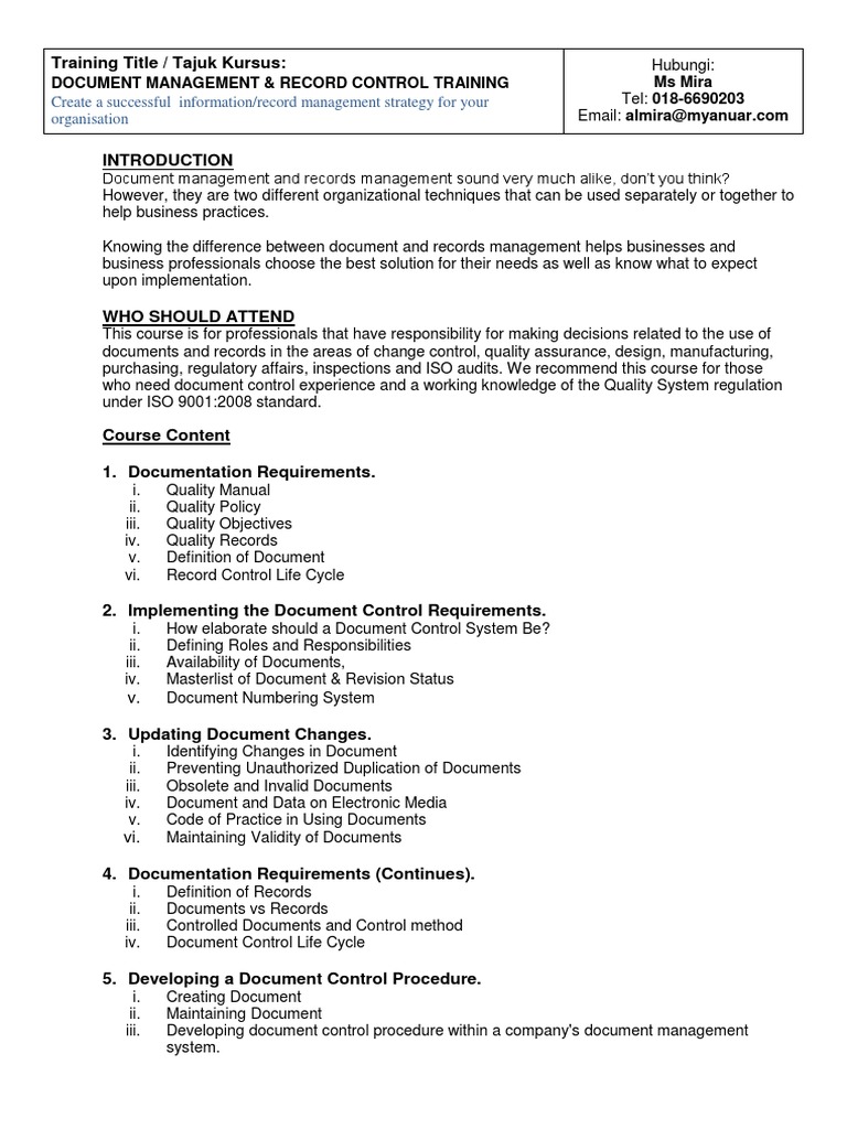 QMS Document Management and Record Control | PDF | Iso 9000 | Records ...