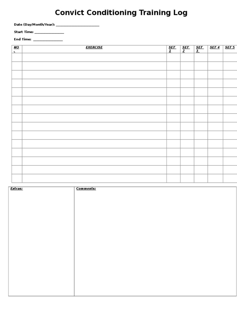 Convict Conditioning Training Log | PDF