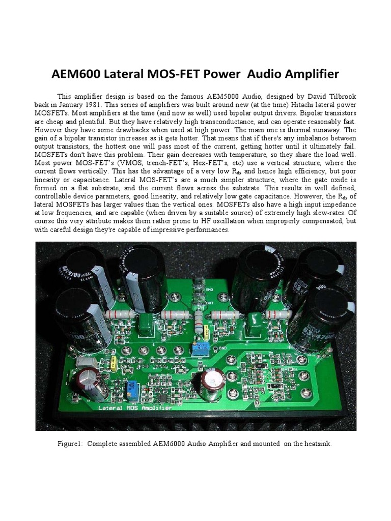 AEM6000 Lateral MOS-FET Power Audio Amplifier | Amplifier | Mosfet