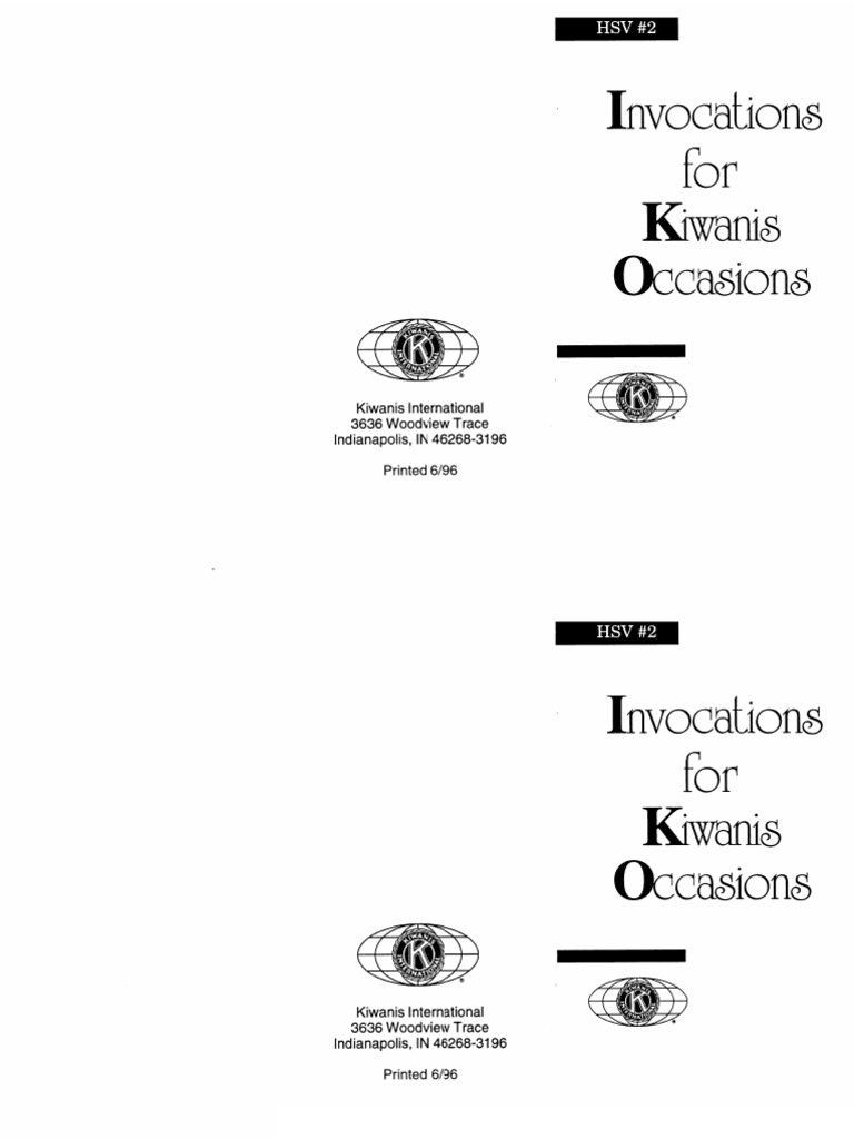 Invocations For Kiwanis Occasions | PDF