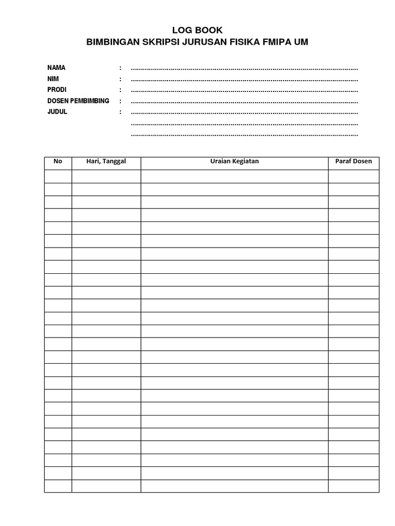 Log Book Bimbingan Skripsi | PDF