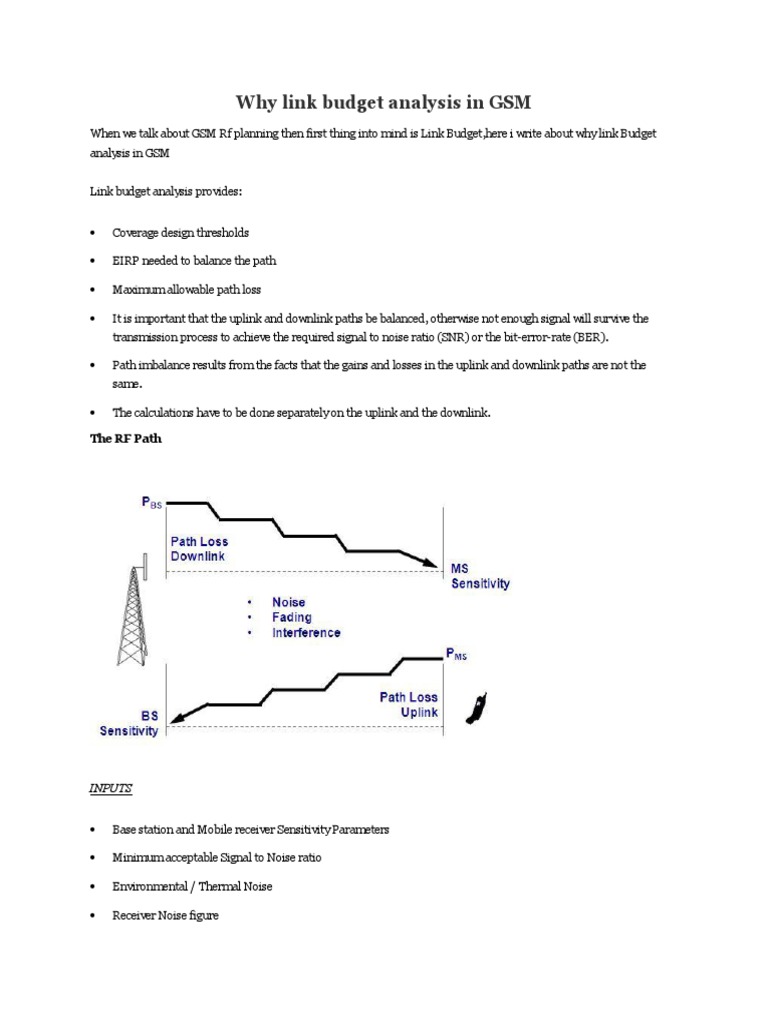Why Need Link Budget Analysis in GSM | PDF | Antenna (Radio) | Radio ...