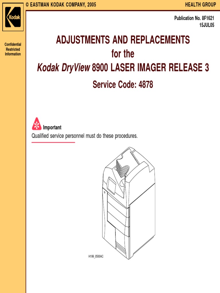 Kodak Impresora Placas Dryview 8900 - r3 - Service Manual | PDF | Touchscreen | Gear