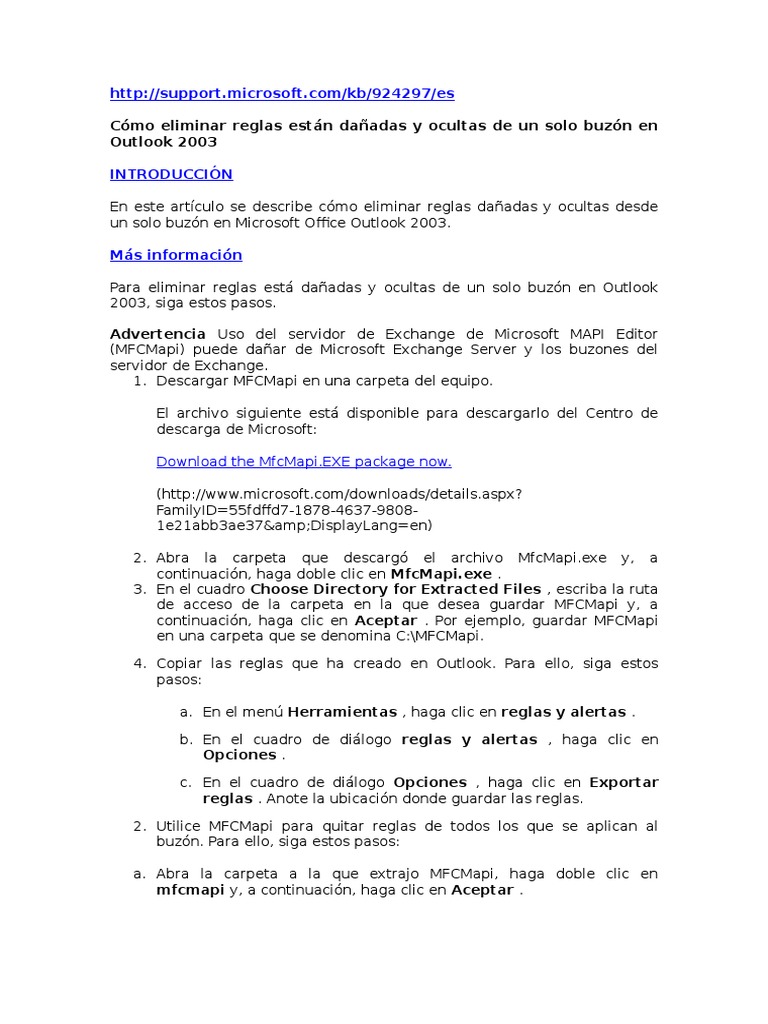 Exchange MAPI Editor MfcMapi | PDF | Microsoft Office | Servicios en línea