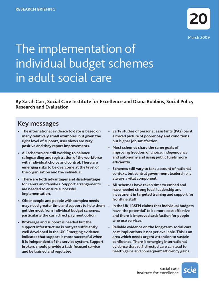 Individual Budget Schemes in Social Care | PDF | Disability | Employment
