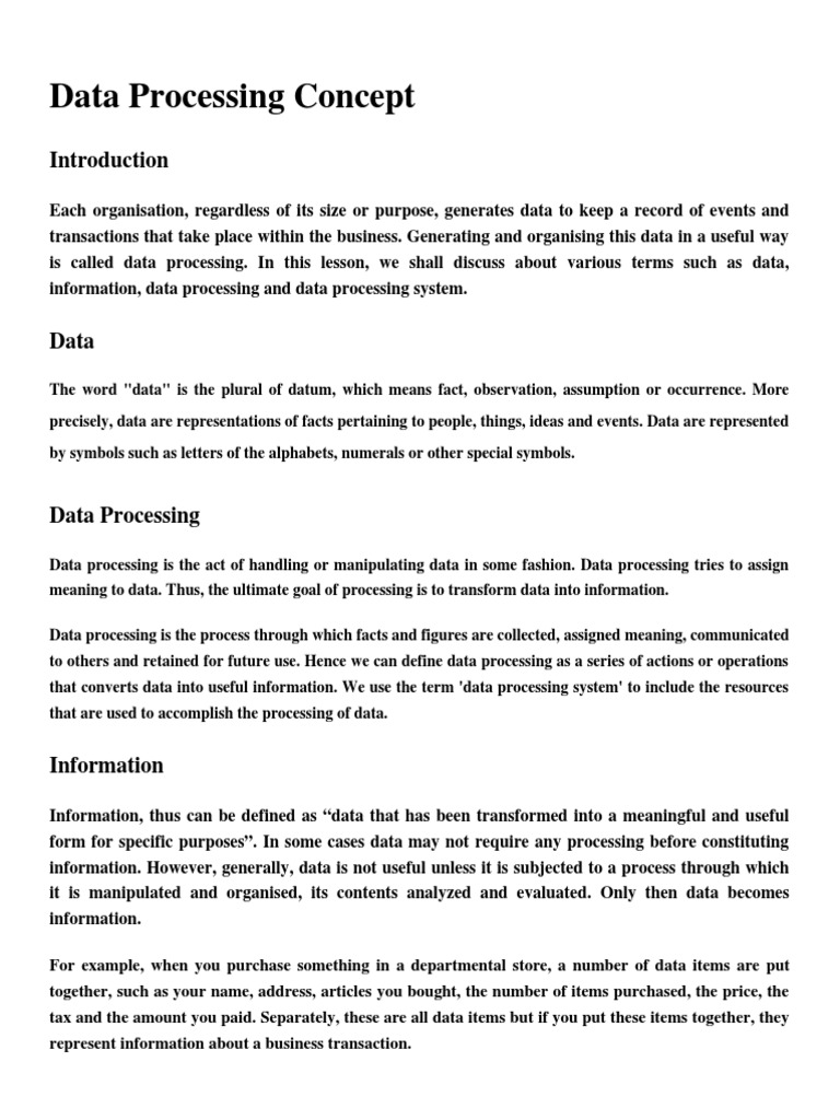 Data Processing | PDF | Data | Information