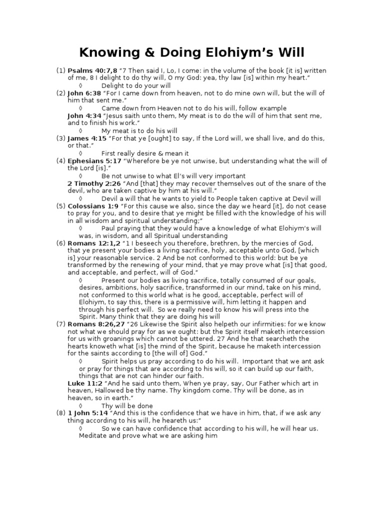 Elohiym's Will | PDF | Evangelism | Jeremiah