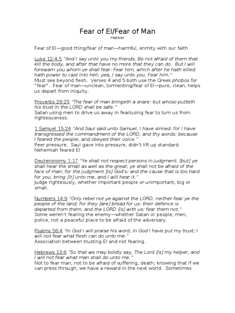 Fear of El, Fear of Man | PDF | Evangelism | Jesus