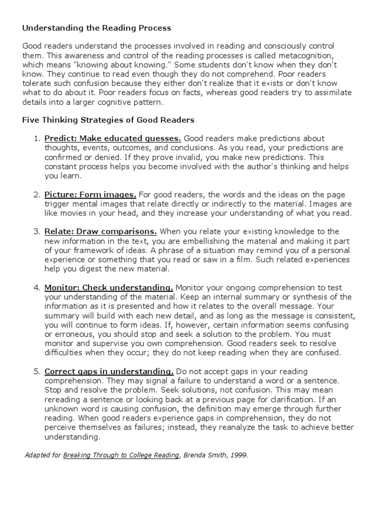 Understanding The Reading Process | Download Free PDF | Reading ...