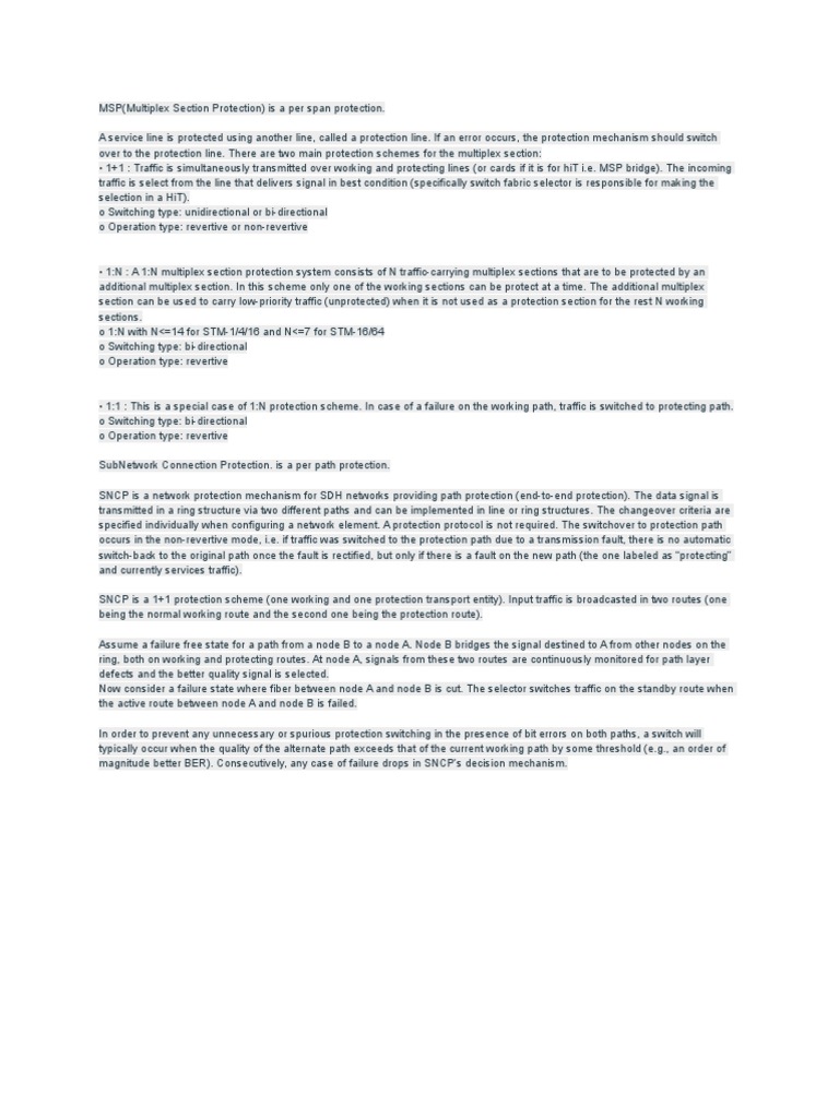 Multiplex Section Protection Vs SNCP | PDF | Network Architecture ...
