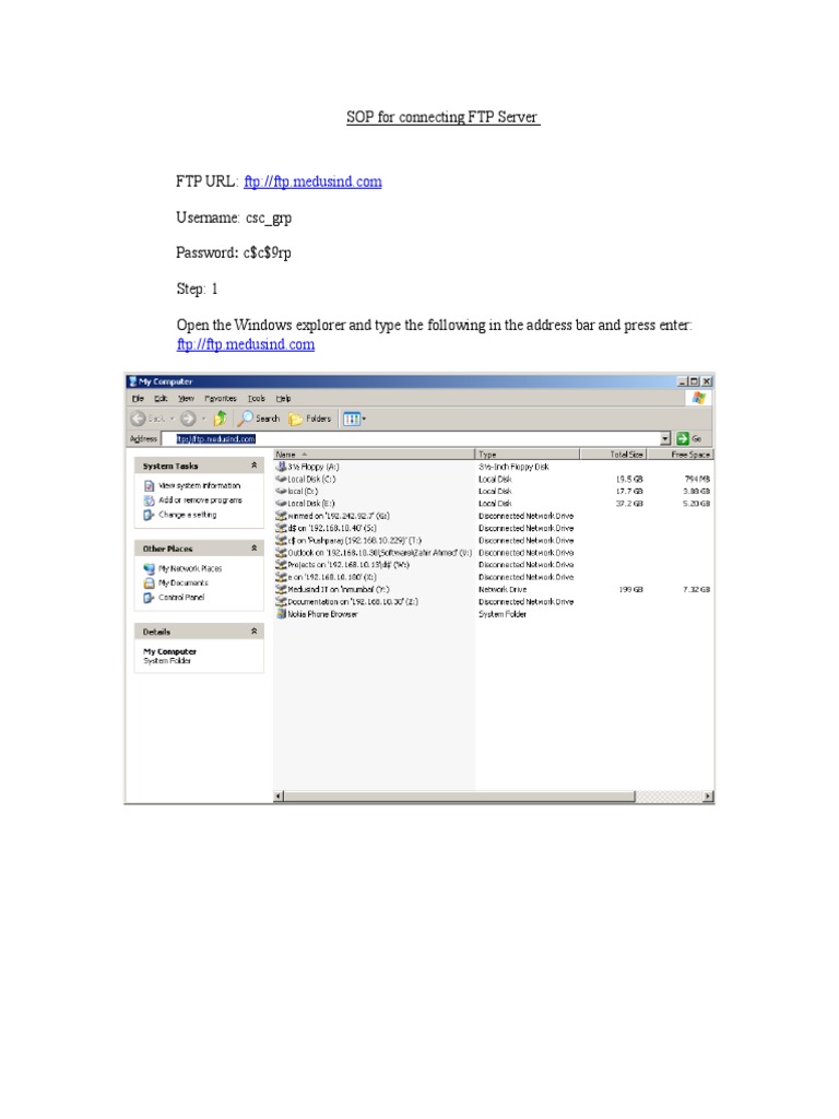FTP Server Connection SOP Guide | PDF | Business | Computers
