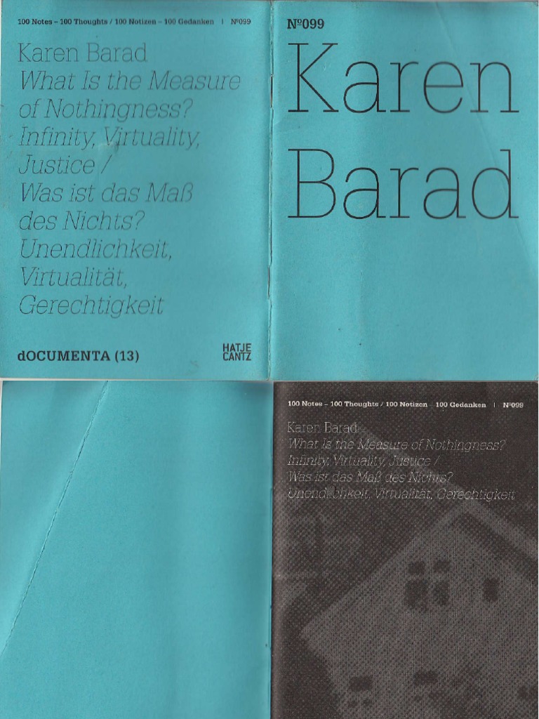 Karen Barad, What Is The Measure of Nothingness: Infinity, Virtuality ...