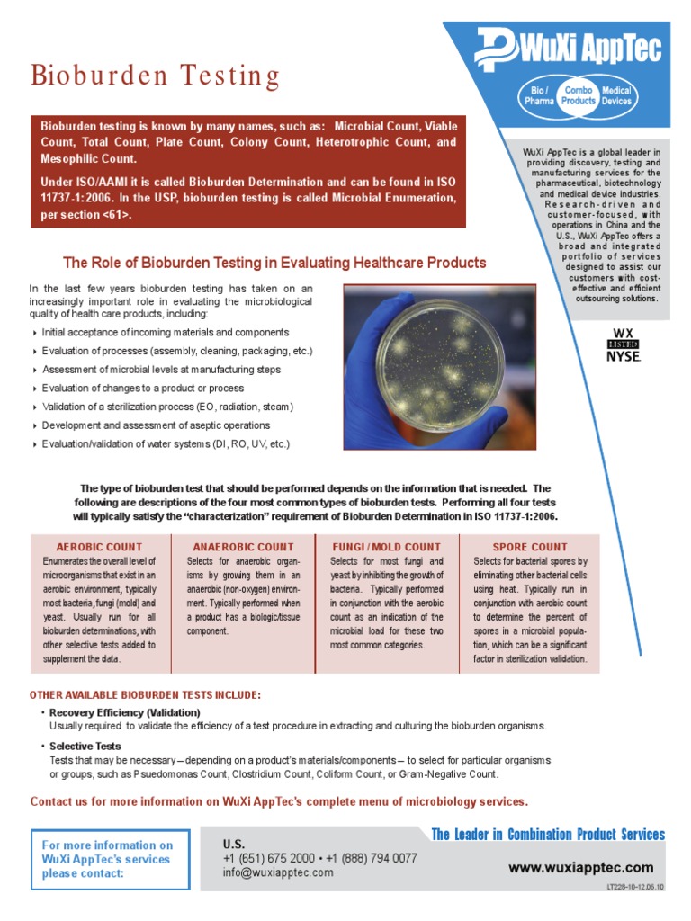 Bio Burden Testing | PDF | Bacteria | Microorganism