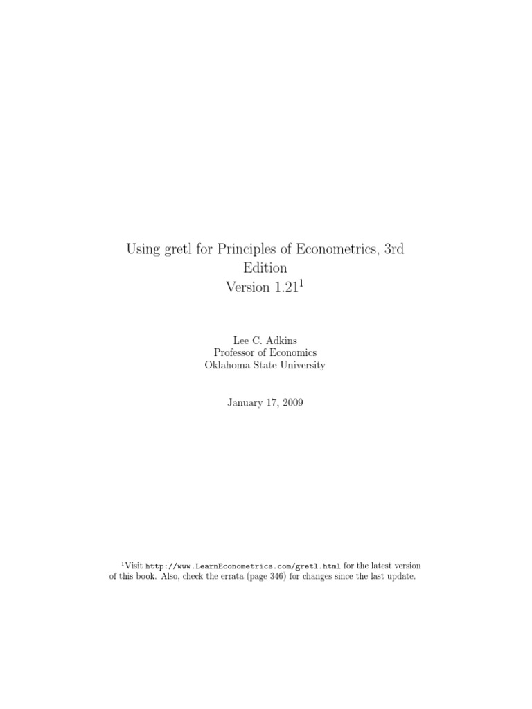 Using Gretl For Principles Of Econometrics 3rd Edition Pdf Command