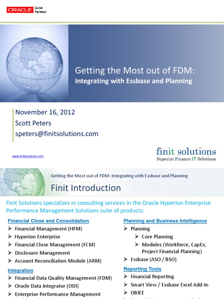 Getting The Most Out of FDM:: Integrating With Essbase and Planning ...
