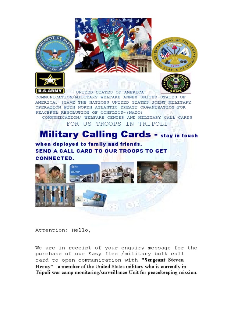 Military Calling Cards. Office For SGT Steven Herny | PDF | Nato ...