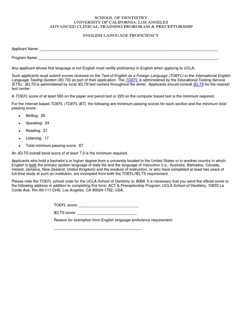 English Proficiency Form | PDF | Career & Growth