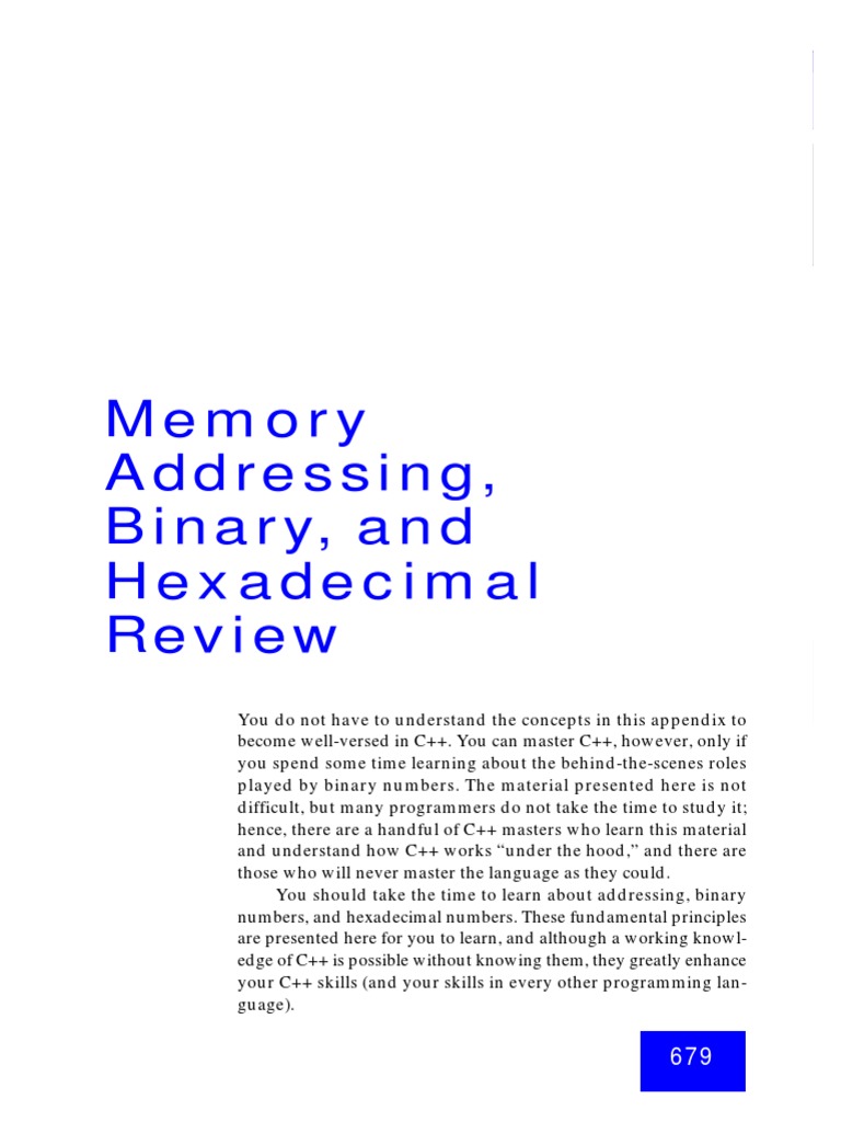 Memory Addressing, Binary, and Hexadecimal Review: Example | PDF ...
