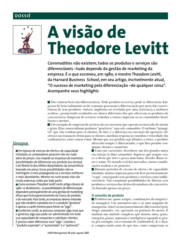 Theodore Levitt | PDF | Marketing | Mercado (economia)