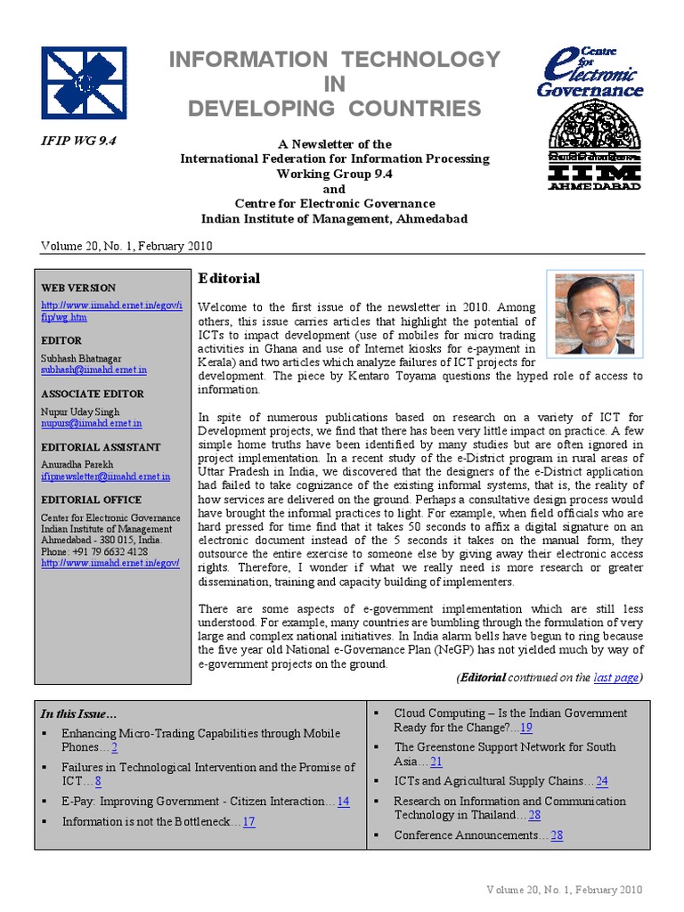 Information Technology IN Developing Countries: Editorial | PDF ...