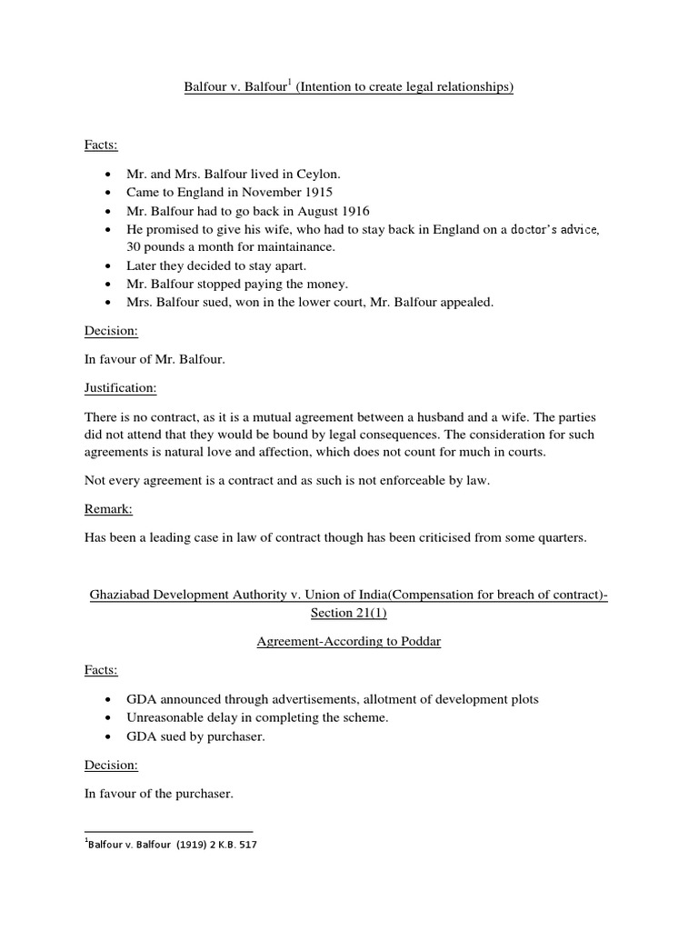 Balfour v. Balfour (1919) 2 K.B. 517 | PDF | Civil Law (Legal System ...
