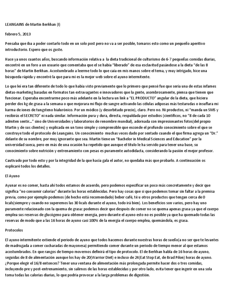LEANGAINS de Martin Berkhan | PDF | Proteínas | Nutrientes