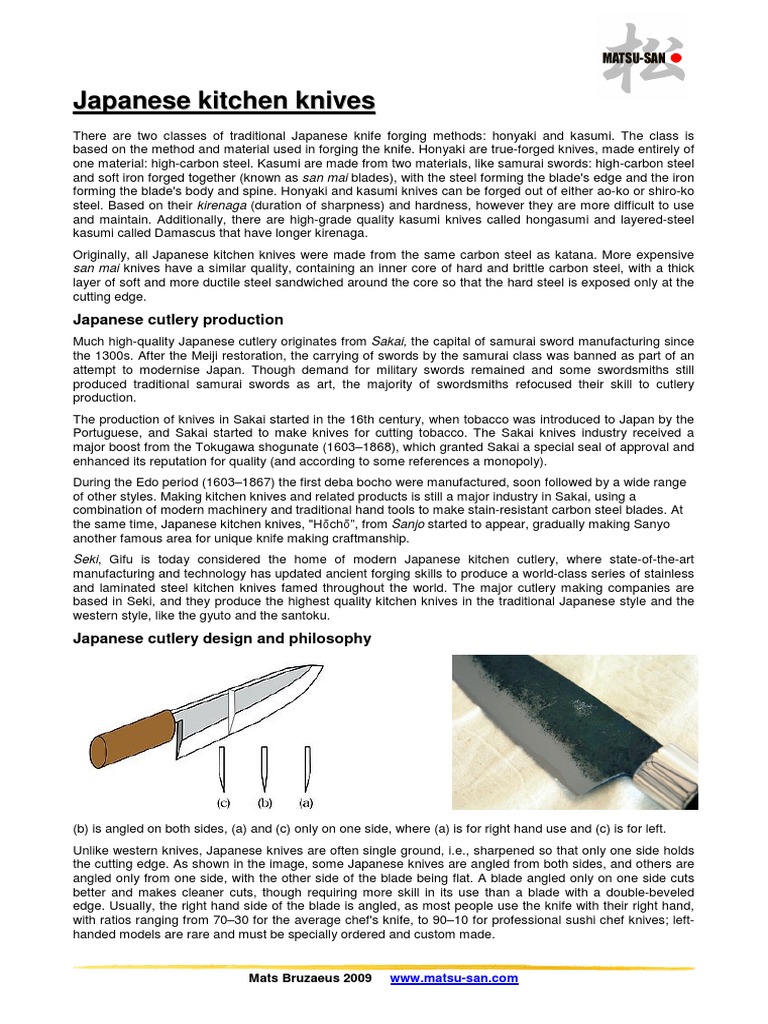 Japanese Kitchen Knives PDF | PDF | Knife | Cutting Tools