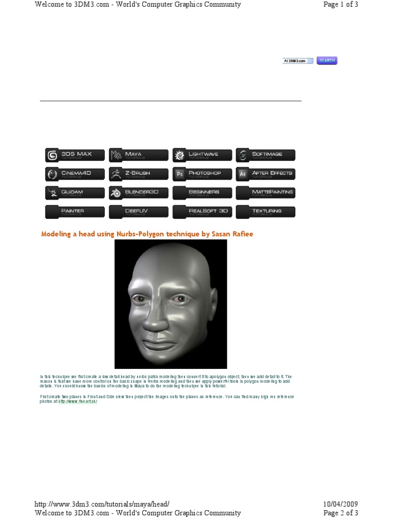 Modeling A Head Using Nurbs Polygon Technique By Sasan Rafiee Pdf