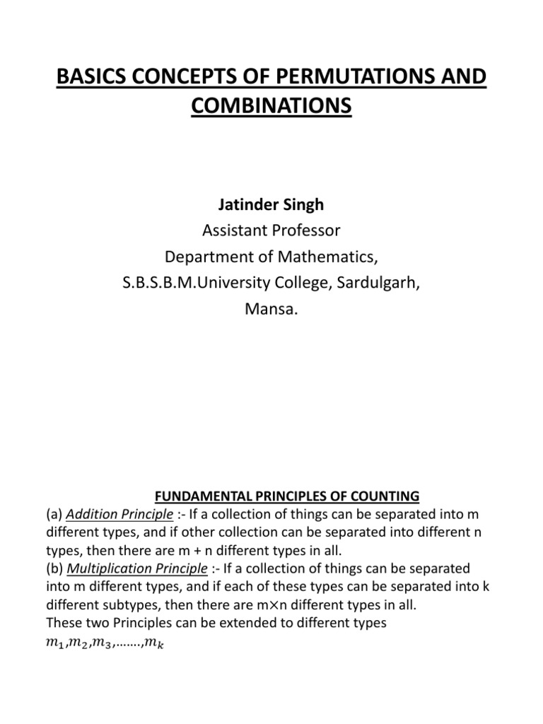 Permutation And Combination Pdf Permutation Teaching Mathematics