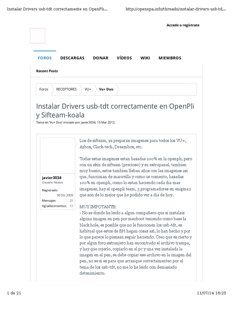 Instalar Drivers Usb-Tdt Correctamente en OpenPli y Sifteam-Koala | PDF ...