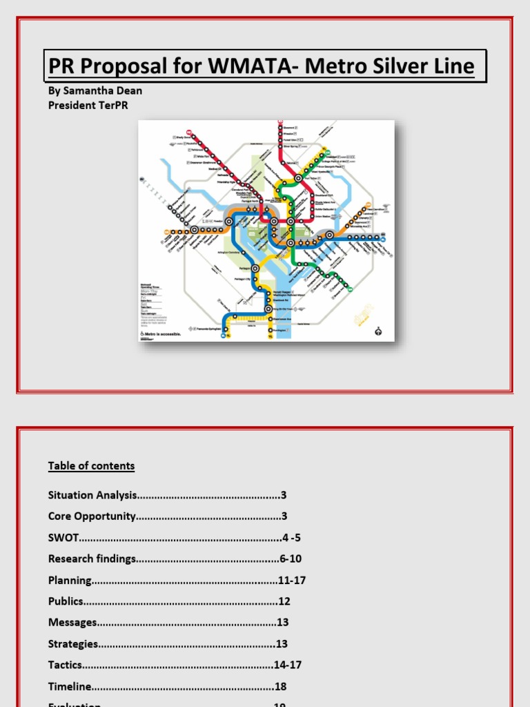 PR Proposal For Wmata-Metro Silver Line: by Samantha Dean President ...