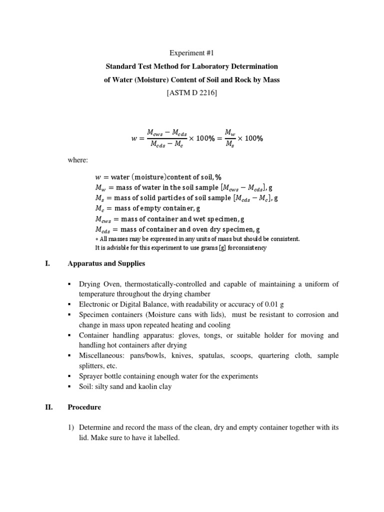 Summary of Procedure For ASTM D 2216 | PDF