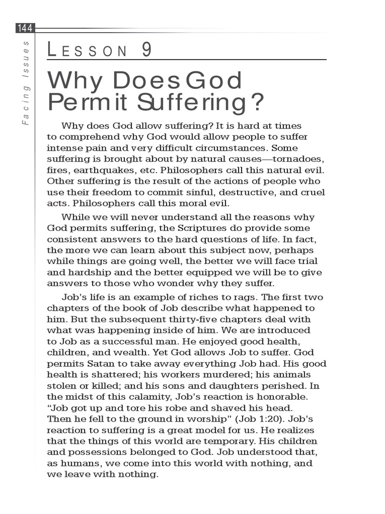 009 - Lesson 9 - Why Does God Permit Suffering | PDF | Book Of Job ...