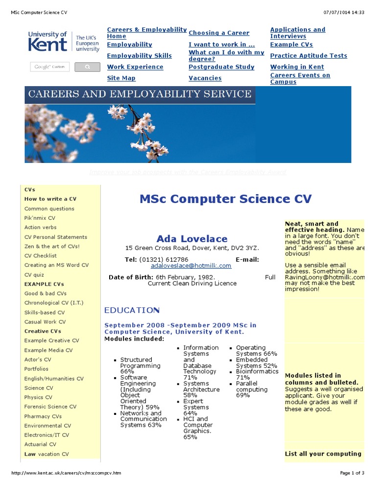 MSC Computer Science CV | PDF | Computer Science | Homelessness