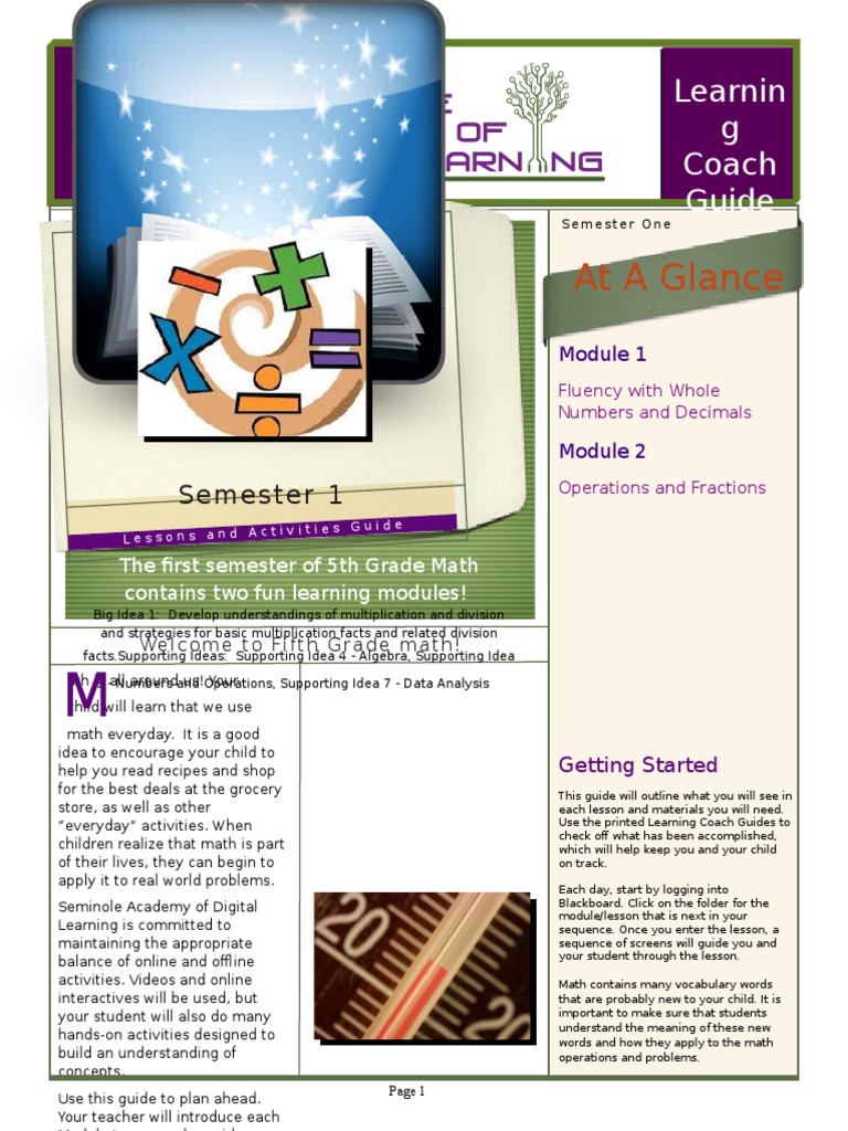 At A Glance: 5th Grade Math | PDF | Textbook | Bookbinding