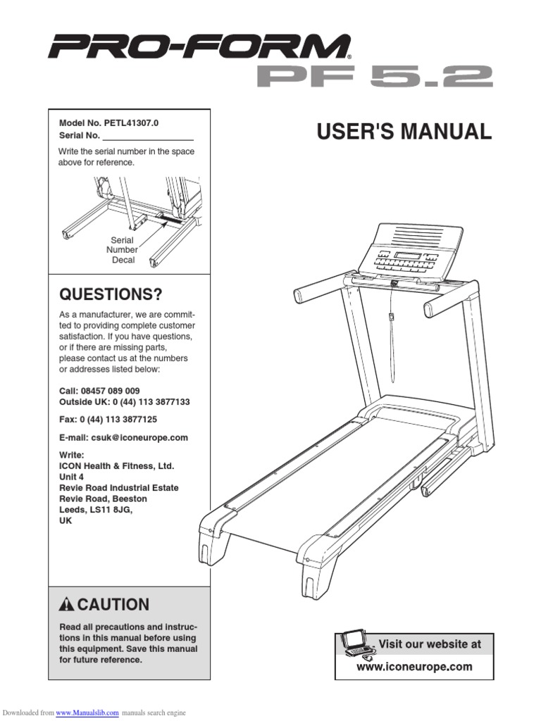 proform pf 5.2 Treadmill | Aerobic Exercise | Ac Power Plugs And Sockets