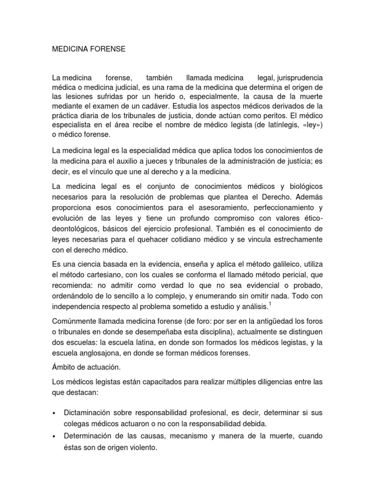 Medicina Forense: Definición y Funciones | PDF | Jurisprudencia médica ...