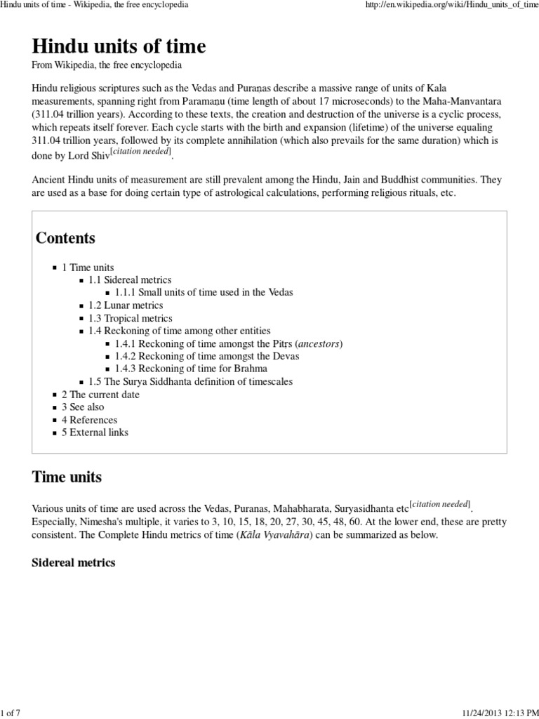 Hindu Units of Time | PDF | Indian Religions | Science