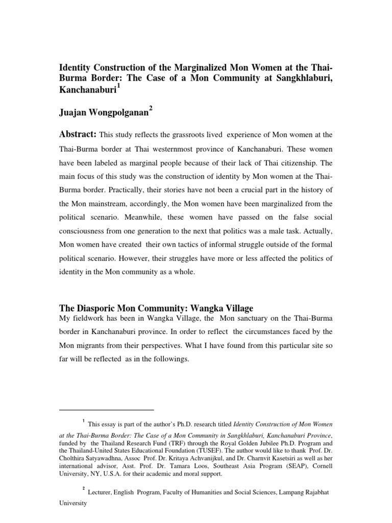 Identity Construction of The Marginalized Mon Women at The T | PDF ...