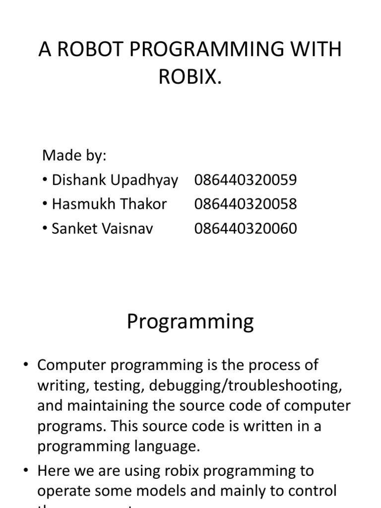A Robot Programming With Robix | PDF | Computer Programming | Computer ...