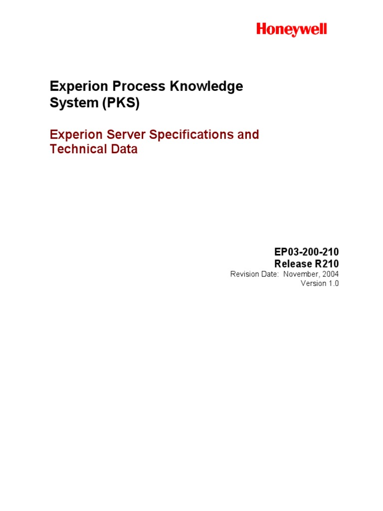 Experion PKS - Specifications and Technical Data | PDF | Scripting Language | Computer Network