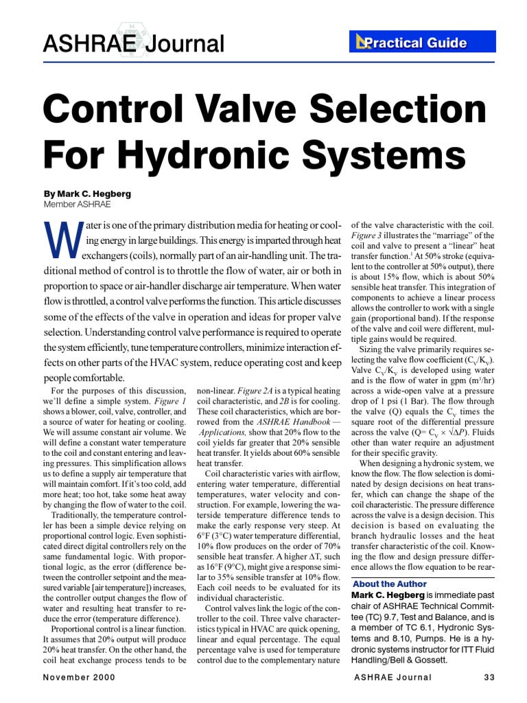 Control Valve Selection For Hydraulic Systems | PDF | Valve | Hvac