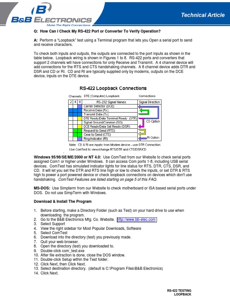Faq rs422 Loopback | PDF | Electronic Engineering | Telecommunications