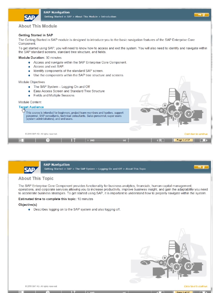 Sap129 Sap Navigation 2009 - 01 - Getting Started in Sap PDF | PDF