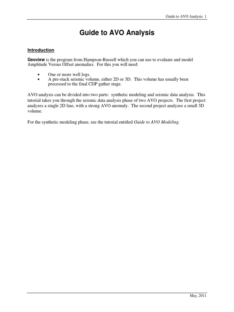 AVO Analysis Guide | PDF | File Format | Reflection Seismology